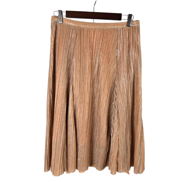 Anthropologie | Skirts | Anthropologie Tan Aline Ambra Metalic Pleated Skirt | Poshmark